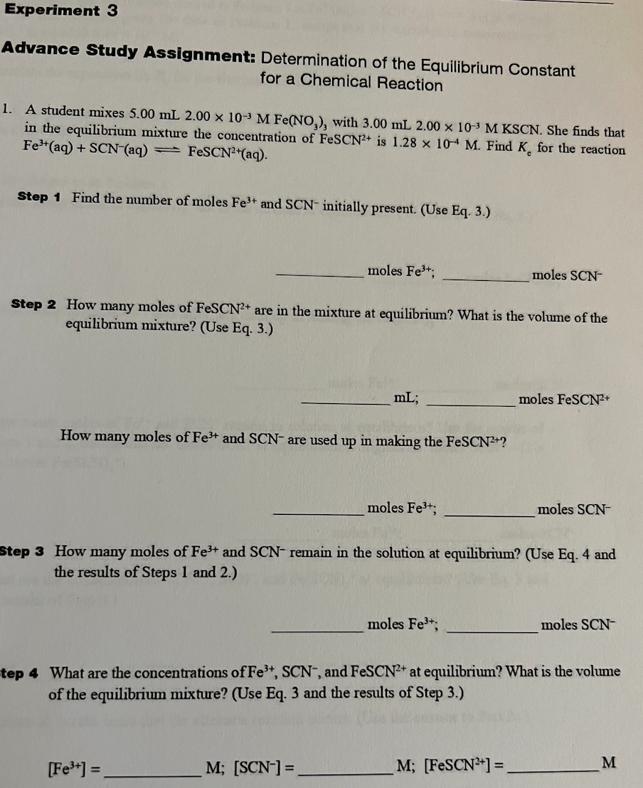 Solved Experiment 3 Advance Study Assignment: Determination | Chegg.com