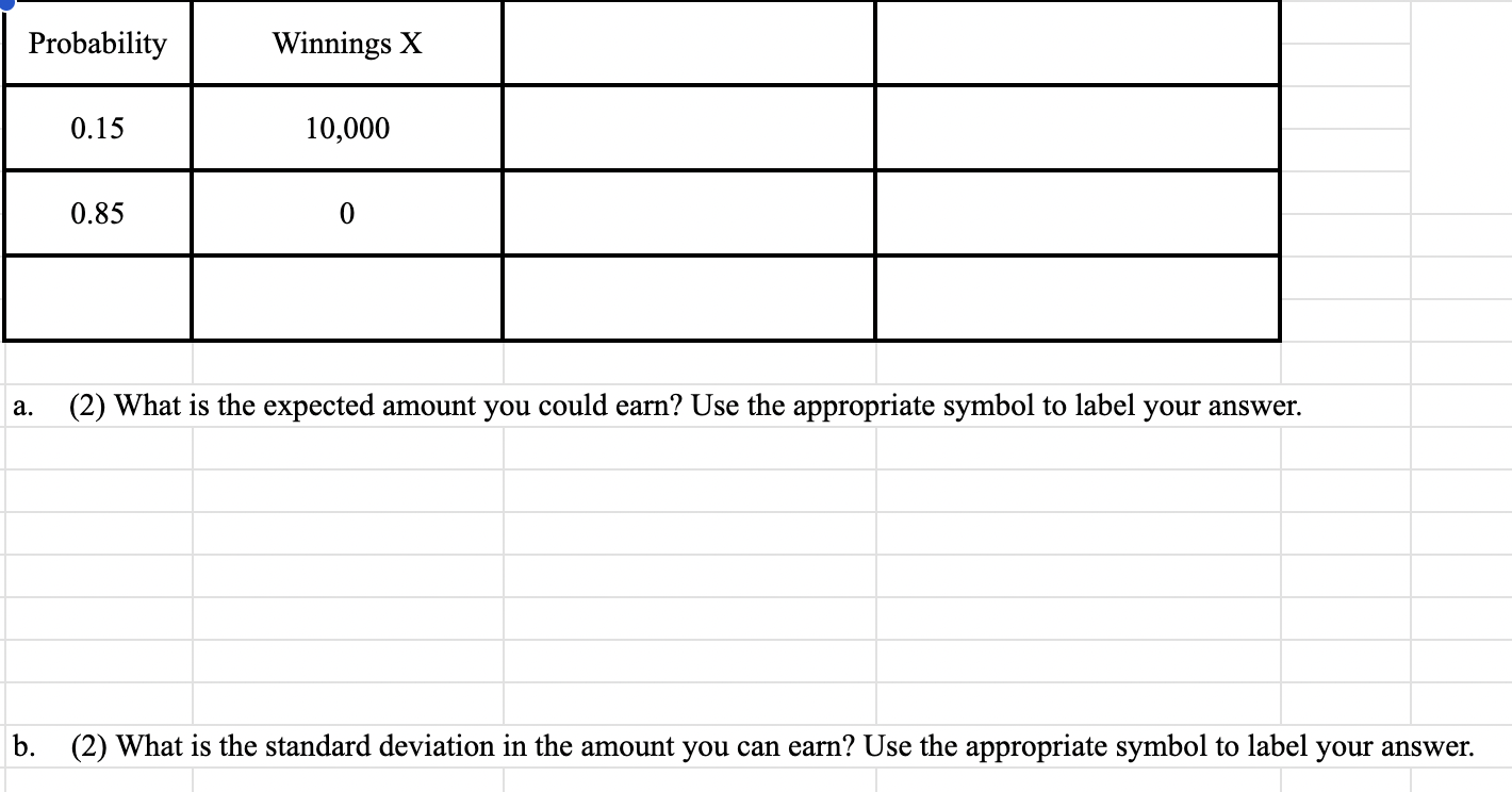 Solved \begin{tabular}{|c|c|l|l|} \hline Probability & | Chegg.com