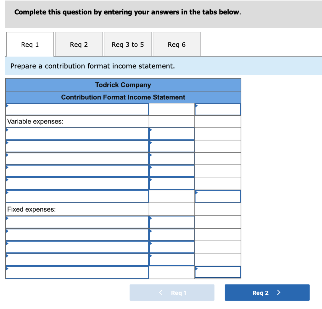 Solved 1. Prepare a contribution format income statement. 2. | Chegg.com