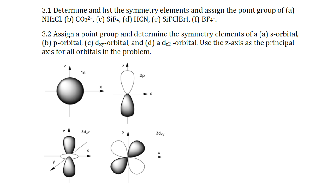 Solved 3.1 Determine and list the symmetry elements and | Chegg.com