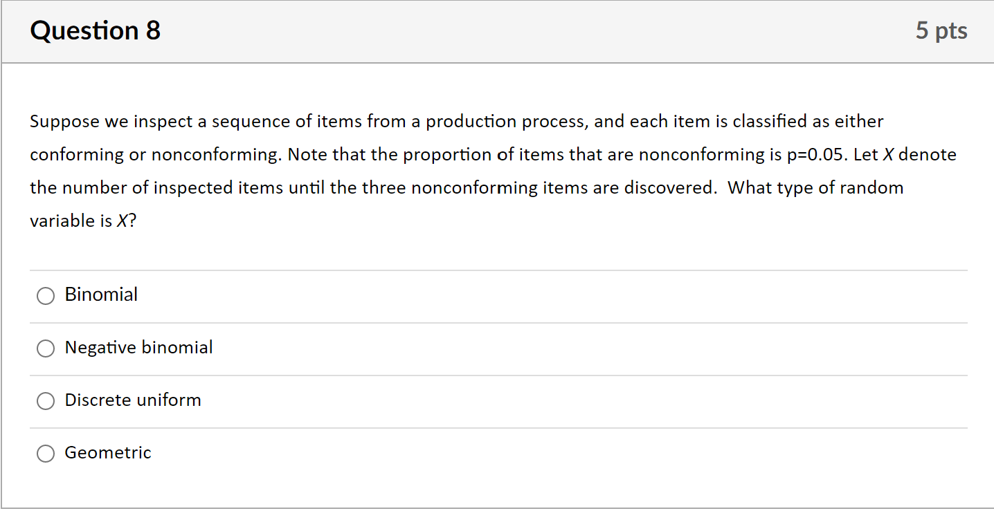 Solved Suppose we inspect a sequence of items from a | Chegg.com