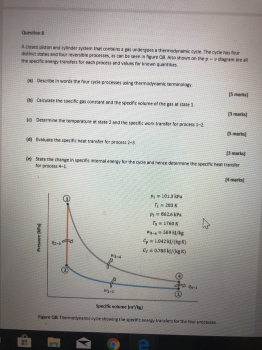 Solved Question 8 A closed piston and cylinder system that | Chegg.com
