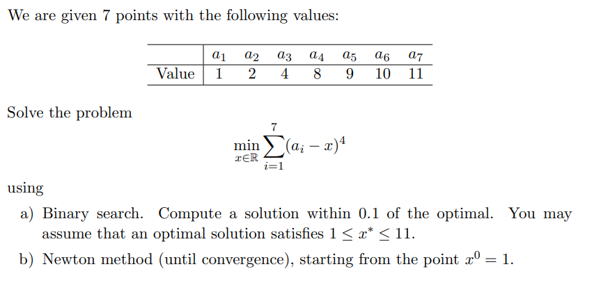 We are given 7 points with the following values: | Chegg.com