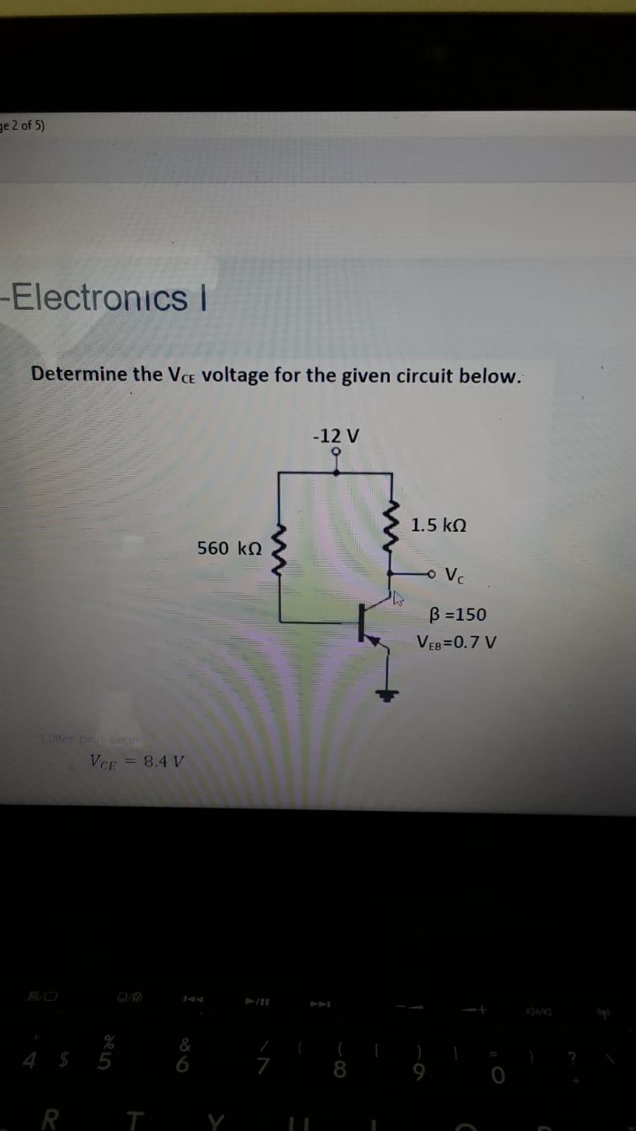 Solved ge 2 of 5) -Electronics Determine the Vce voltage for | Chegg.com