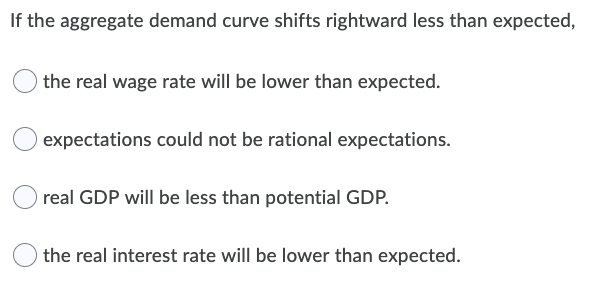Solved If the aggregate demand curve shifts rightward less | Chegg.com