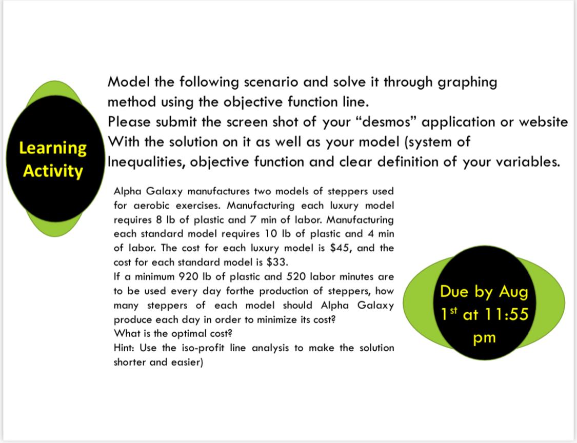 Solved Model the following scenario and solve it through | Chegg.com