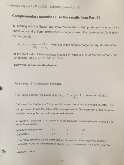 Solved: University Physies 2 - Phys 2426-Laboratory Manual... | Chegg.com