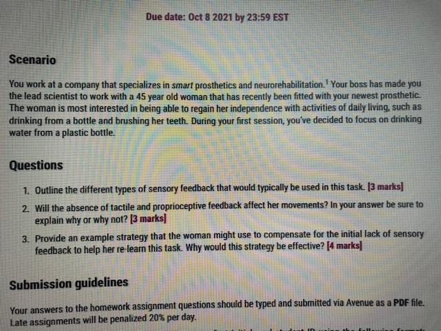 Solved Due date: Oct 8 2021 by 23:59 EST Scenario You work | Chegg.com