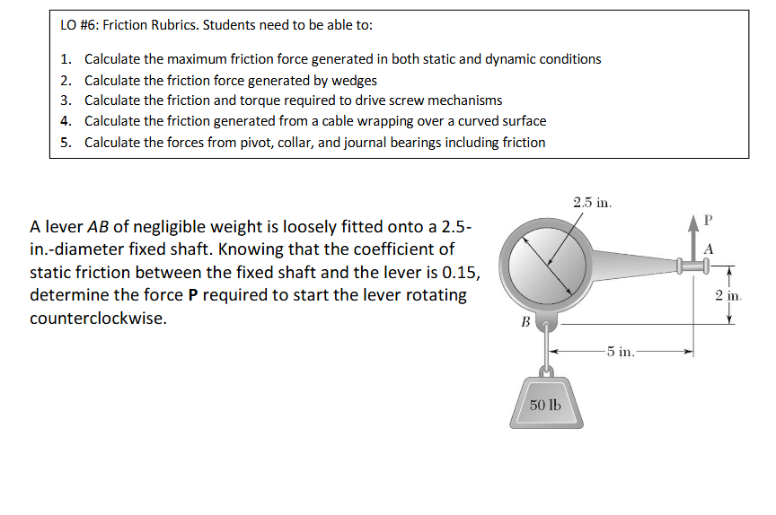 Solved LO \#6: Friction Rubrics. Students need to be able | Chegg.com