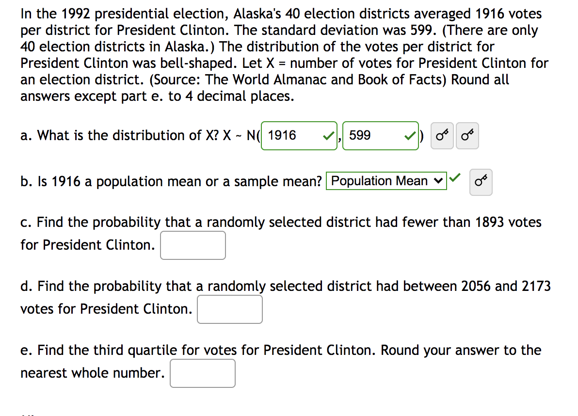 Solved In the 1992 presidential election, Alaska's 40 | Chegg.com