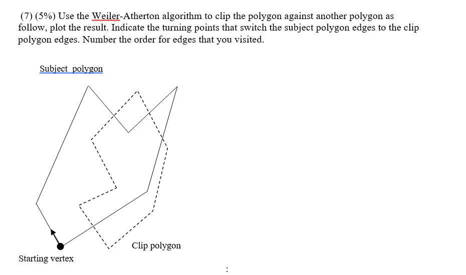 (7) (5%) Use the Weiler-Atherton algorithm to clip | Chegg.com