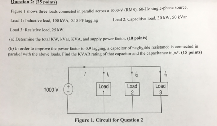 Solved Shows three loads connected in parallel across a | Chegg.com