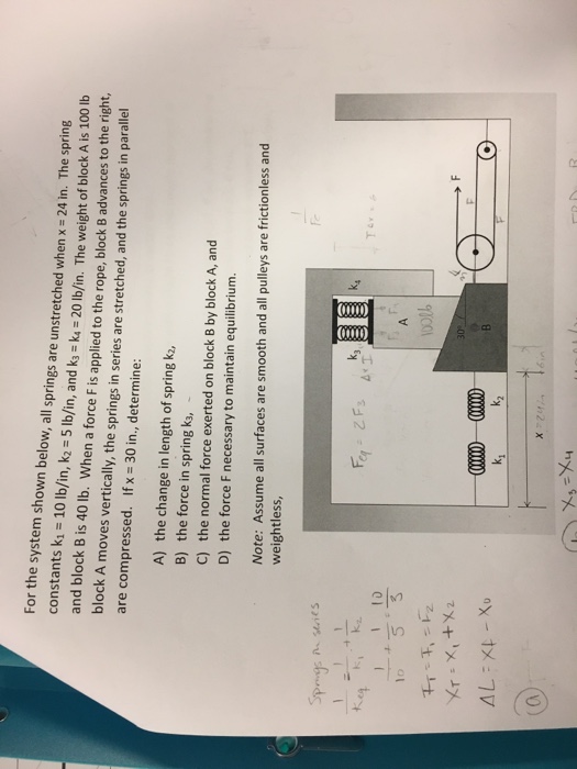 Solved For the system shown below, all springs are | Chegg.com