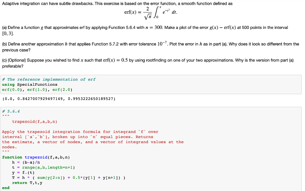 Solved erf(x)=π2∫0xe−t2dt. (a) Define a function g that | Chegg.com