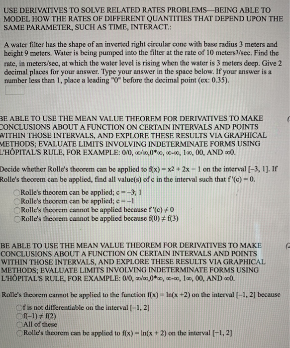 Solved USE DERIVATIVES TO SOLVE RELATED RATES PROBLEMS-BEING | Chegg.com