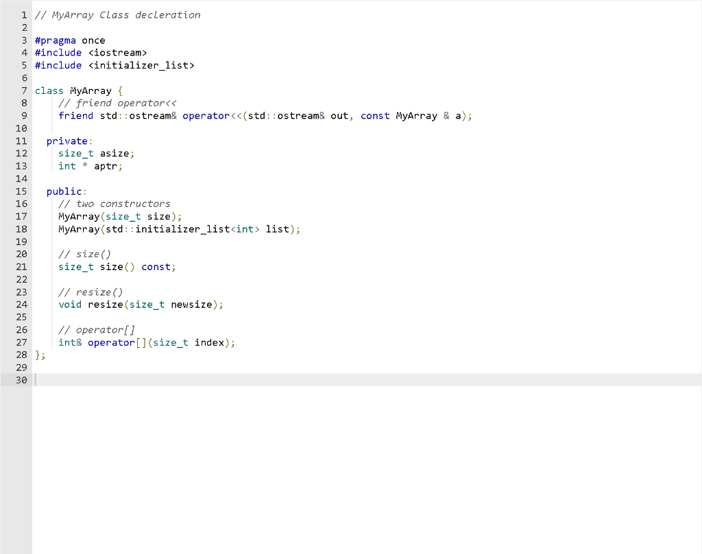 Design A Myarray Class With The Following 