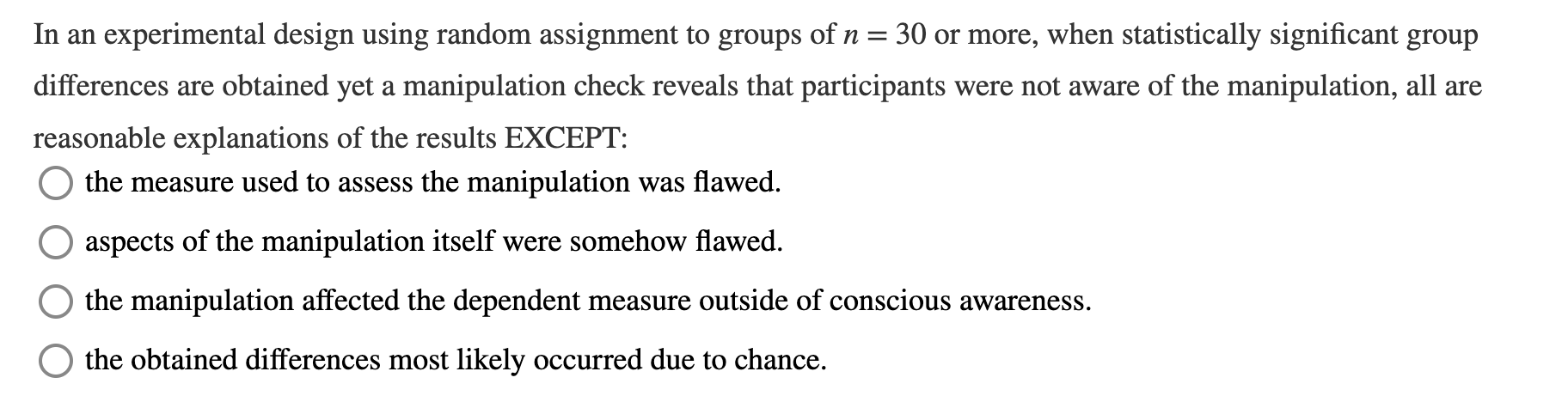 Solved In an experimental design using random assignment to | Chegg.com