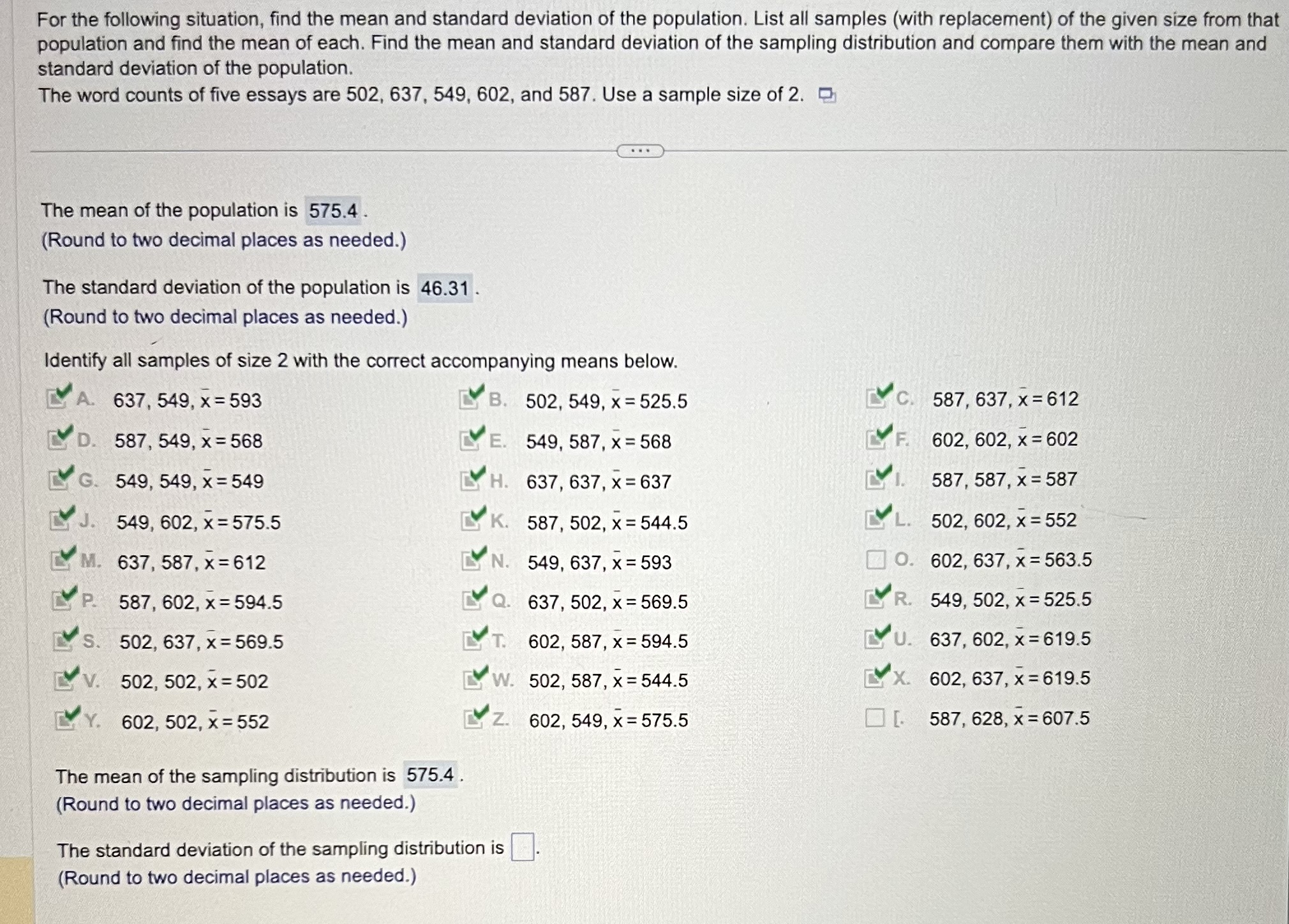 Solved For the following situation, find the mean and | Chegg.com