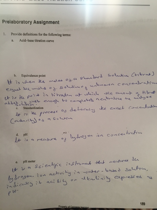 Solved Prelaboratory Assignment 1. Provide definitions for | Chegg.com