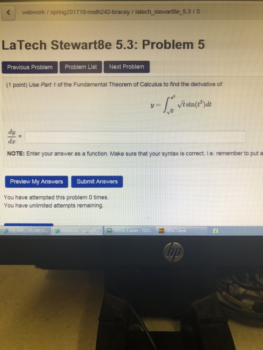 Solved webwork / spring201718-math242-bracey / latech | Chegg.com