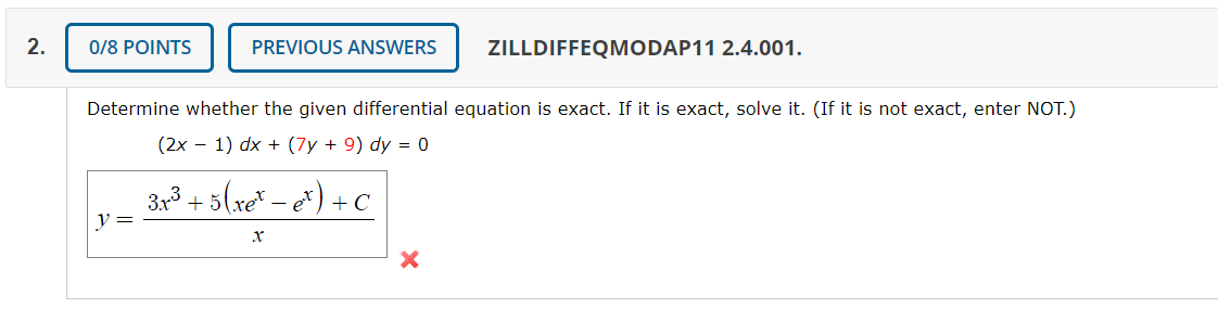 Solved 0/8 POINTS PREVIOUS ANSWERS ZILLDIFFEQMODAP11 | Chegg.com