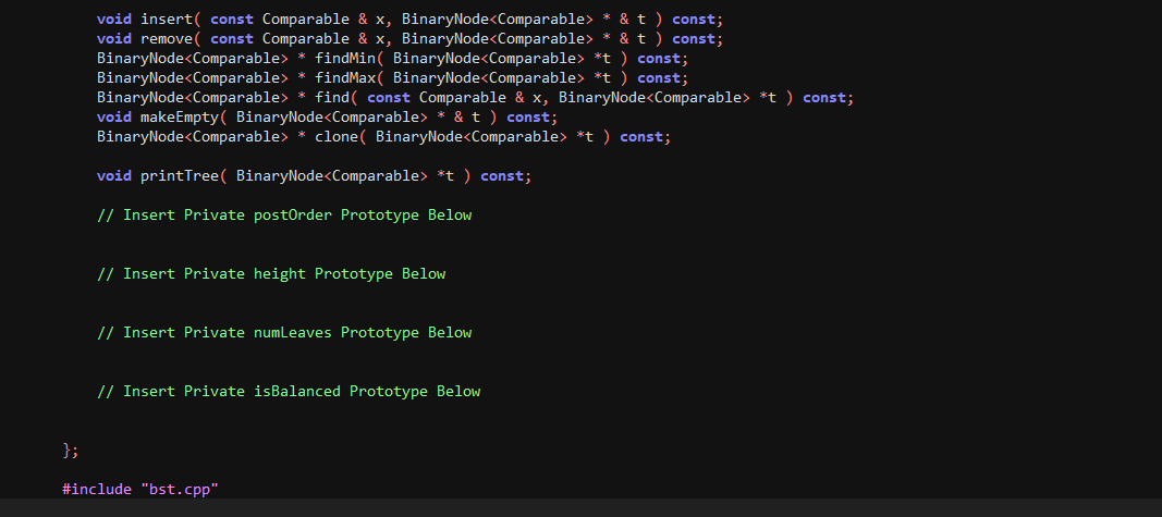 3. Now, let's edit your bst.h specification file so | Chegg.com