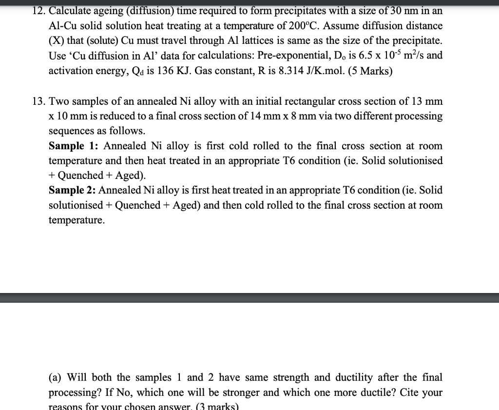 Solved 12. Calculate ageing (diffusion) time required to | Chegg.com