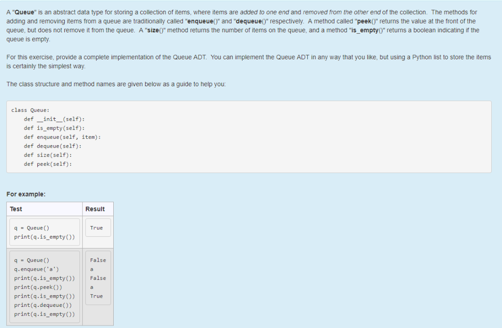 Solved A "Queue" is an abstract data type for storing a | Chegg.com