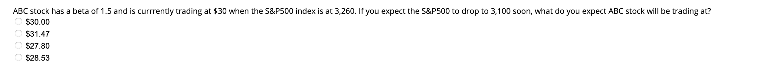Solved $30.00 $31.47 $27.80 $28.53 | Chegg.com