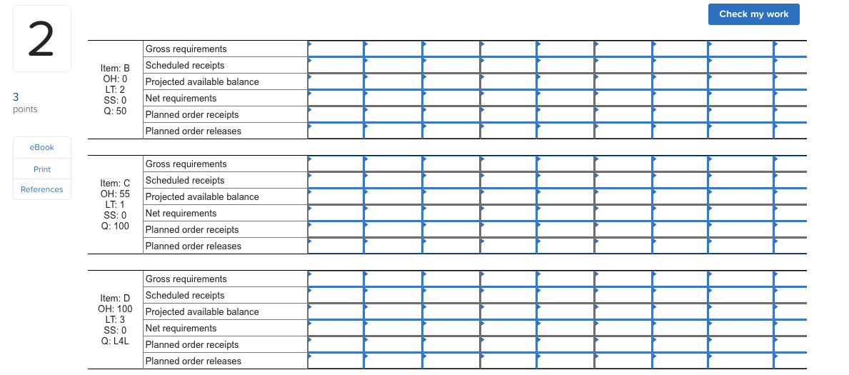 Solved Check my work Problem 9-14 (Algo) points One unit of | Chegg.com