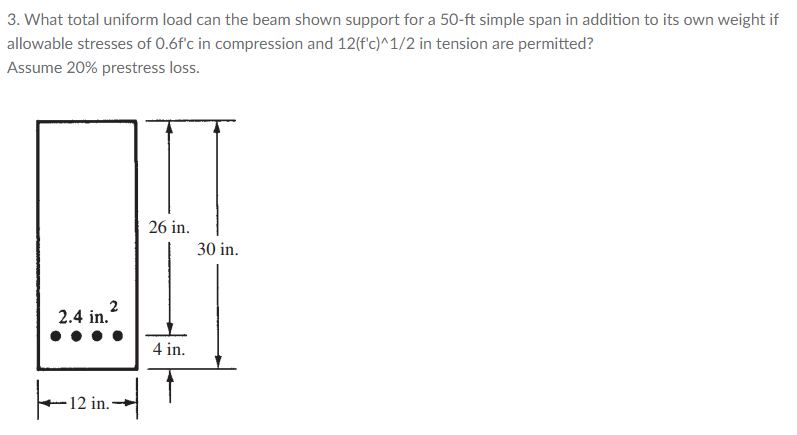 Solved 3. What total uniform load can the beam shown support | Chegg.com
