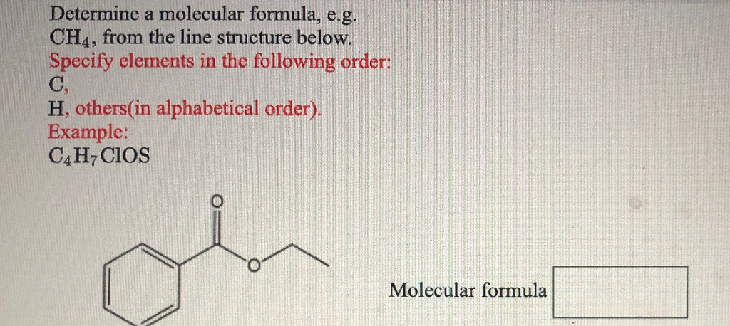 Solved Determine a molecular formula, e.g. CH4, from the | Chegg.com