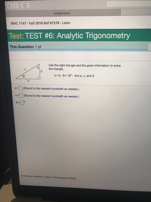 Solved MAC 1147-Fan 2018 Ref·7278-Leon Test: TEST #6: | Chegg.com