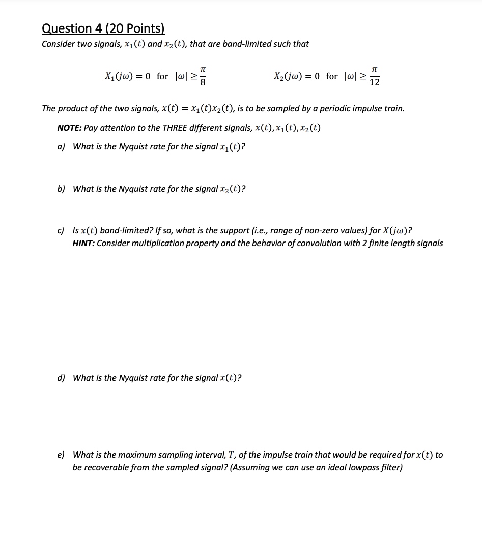 Solved Consider two signals, x1(t) and x2(t), that are | Chegg.com