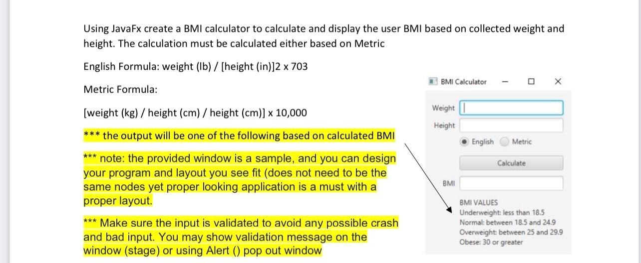 Solved Using Javafx Create A Bmi Calculator To Calculate And