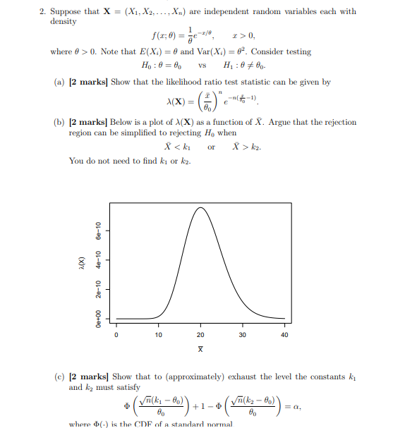 2. Suppose that X=(X1,X2,…,Xn) are independent random | Chegg.com