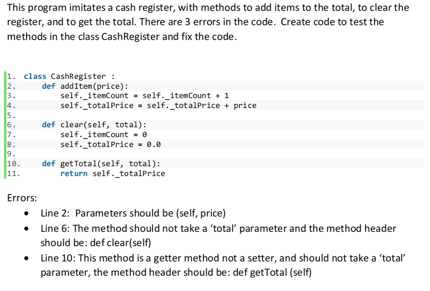 Solved This program imitates a cash register, with methods | Chegg.com