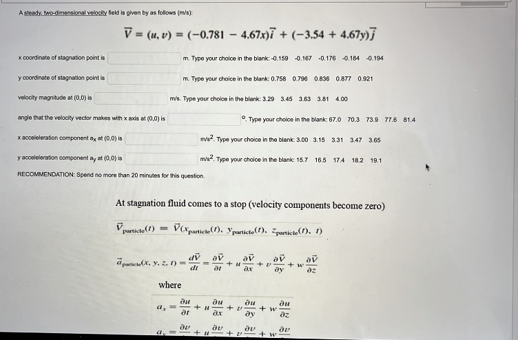 Solved A steady, two-dimensional welocity field is given by | Chegg.com