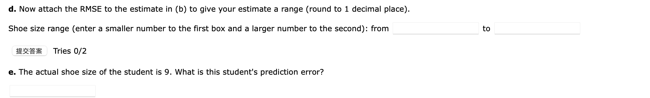 Solved a. The regression equation for predicting shoe size | Chegg.com