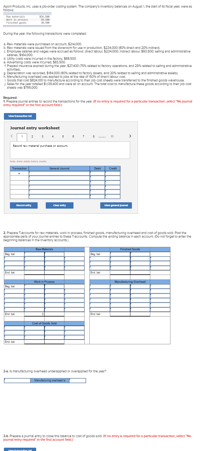 Solved follows:During the year, the following transactions | Chegg.com