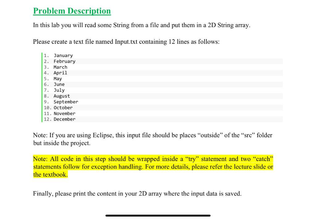 Solved Problem Description In This Lab You Will Read Some 