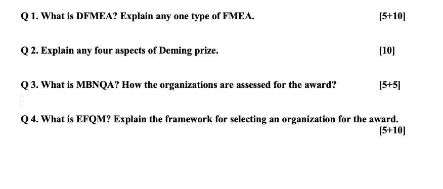Solved Q 1. What is DFMEA? Explain any one type of FMEA. | Chegg.com