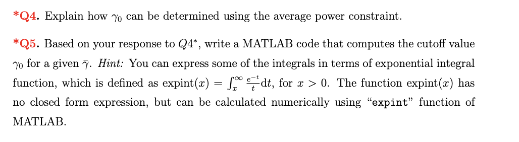 Solved *Q3. Consider a Rayleigh fading channel with | Chegg.com