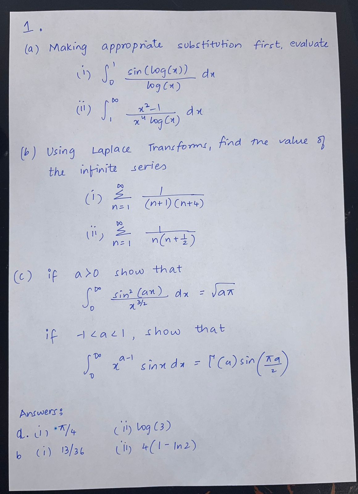 Solved (a) Making appropriate substitution first, eval (i) | Chegg.com