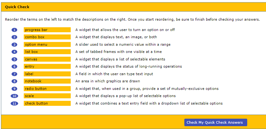 Solved Quick Check Reorder the terms on the left to match | Chegg.com