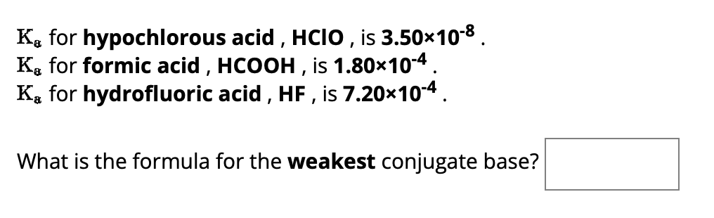 Solved Ka for nitrous acid, HNO2, is 4.00×10−4. Ka for | Chegg.com