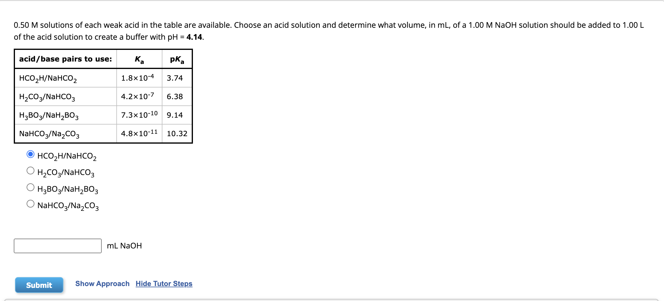 Solved 0.50M solutions of each weak acid in the table are | Chegg.com