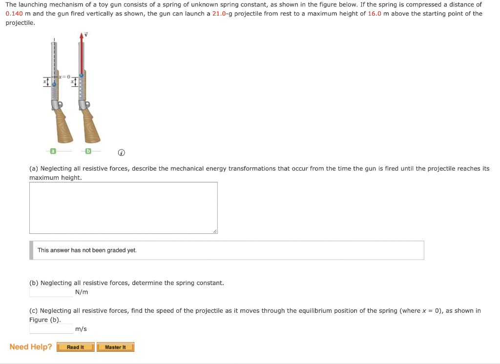 Solved The launching mechanism of a toy gun consists of a | Chegg.com