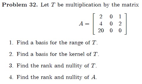 Solved Problem 32 . Let \\( T \\) be multiplication by the | Chegg.com