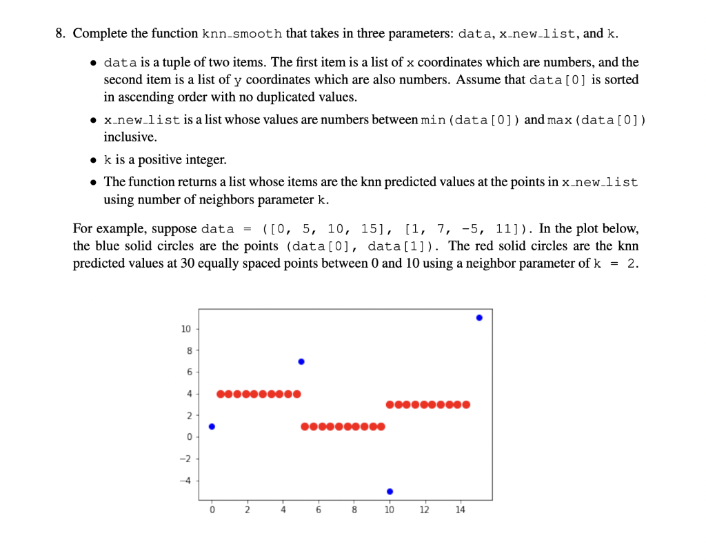 8. Complete the function knn-smooth that takes in | Chegg.com